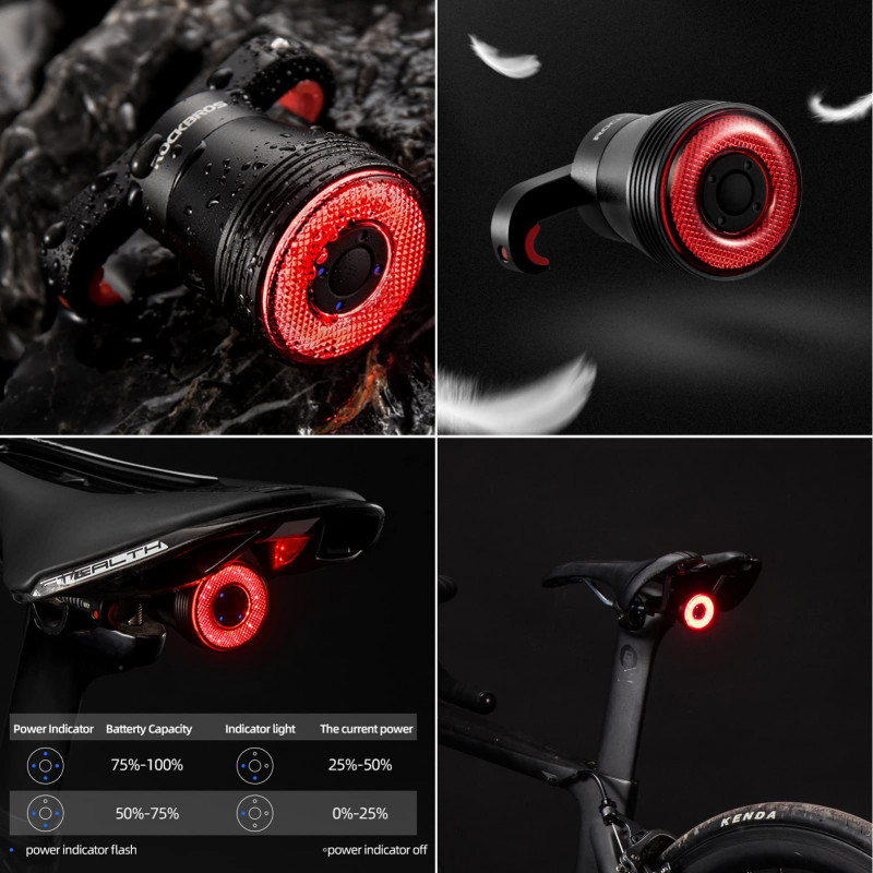 Smart Bike Tail Light - USB Rechargeable Brake Sensing LED Rear Light